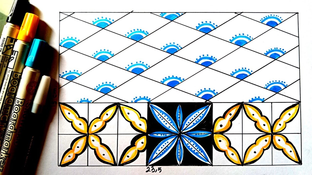 GAMBAR BATIK GEOMETRIS KOMBINASI BUNGA UNTUK PEMULA @anatalis93 - YouTube