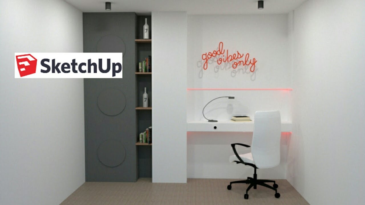 MODERN CLASSIC STUDY ROOM SKETCHUP 2021 | SKETCHUP INTERIOR DESIGN ...