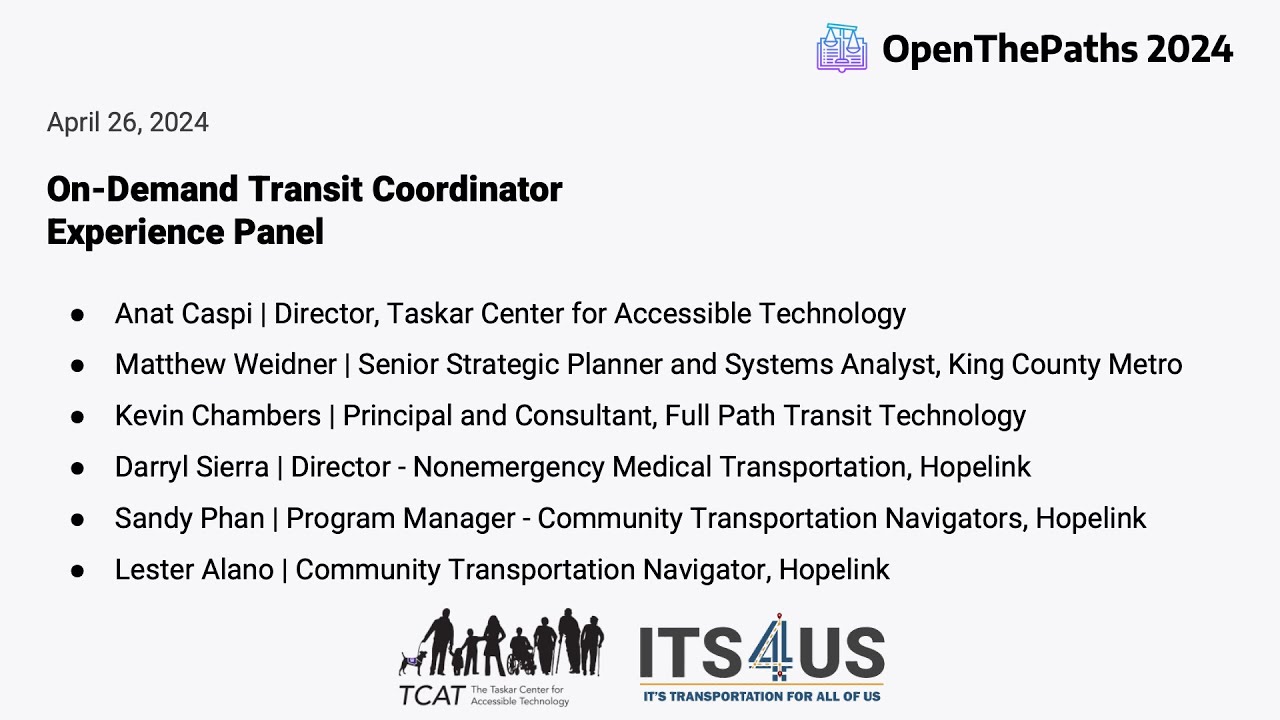 Open the Paths: On-Demand Transit Coordinator Experience Panel - YouTube