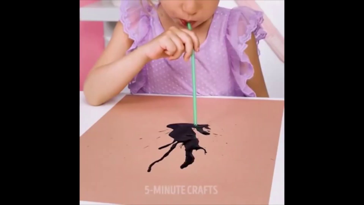 Árbol soplando la pintura con popote | Fácil de hacer - YouTube