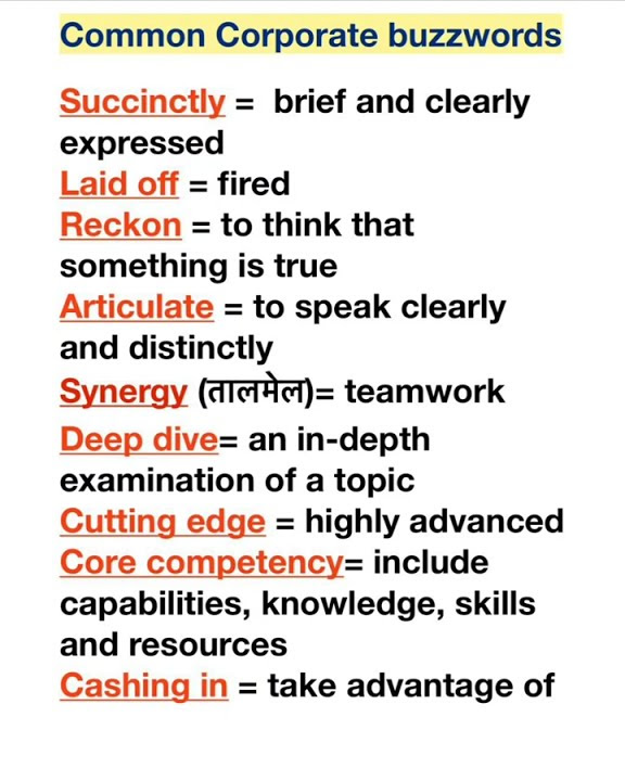 Corporate Buzzwords/#importantenglishwords #vocabularywordsenglish - YouTube