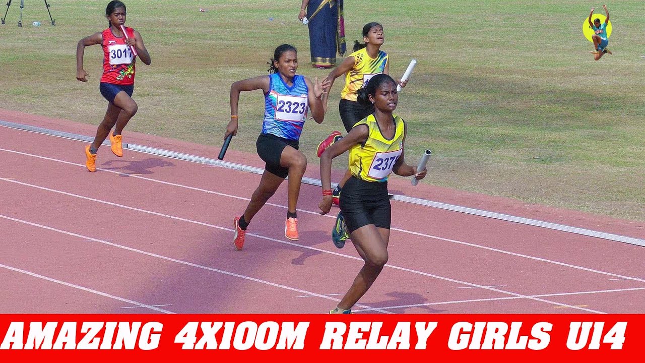 Gold medal performance Watch the School Girls Under 14 years old 4x100m ...
