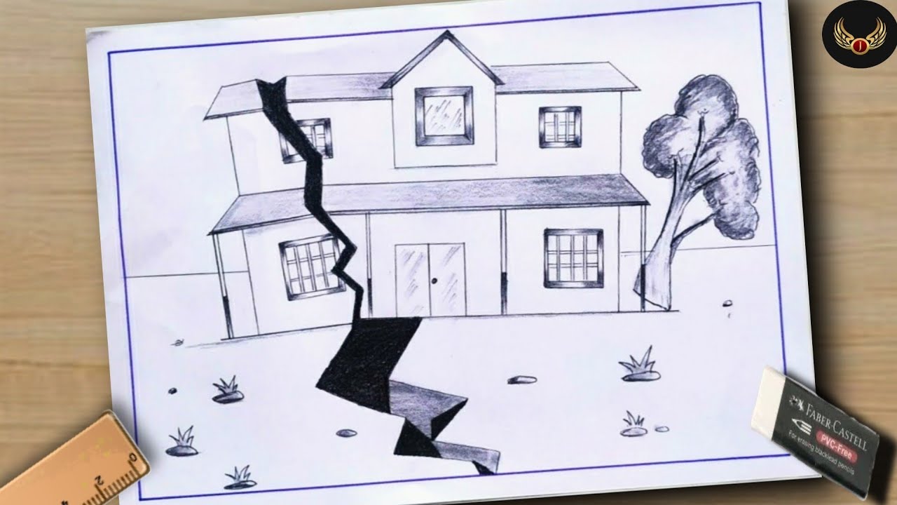 Natural disasters Scenery Art || Drawing scenes of earthquake cracks ...