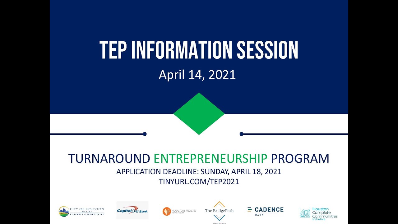 2021 Turnaround Entrepreneurship Program Information Session - YouTube