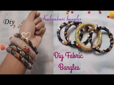 How to make Fabric bangles\\At home//Kalamkari Bangles making//jute ...