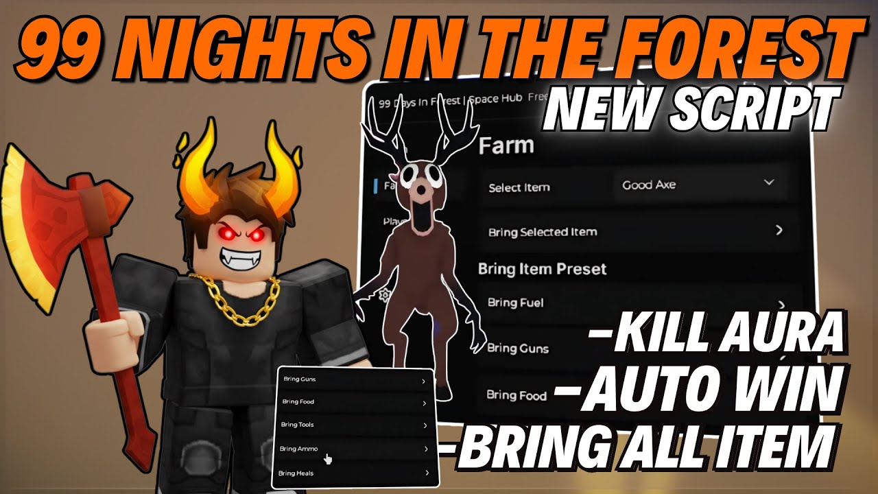 💀[ BEST ] 99 Nights In The Forest Hack Script 🚀 | Kill Aura + Bring All Items + Auto TP! & More ...