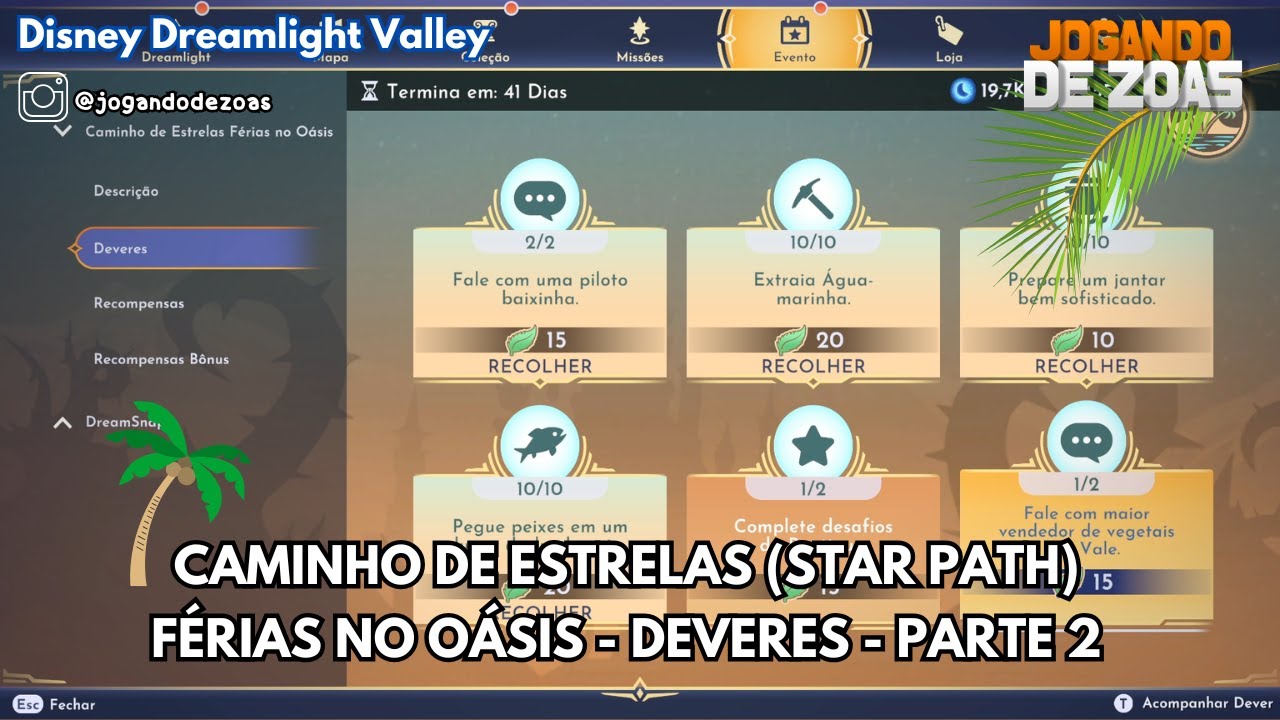 Dreamlight Valley - CAMINHO DE ESTRELAS (STAR PATH) FÉRIAS NO OÁSIS ...
