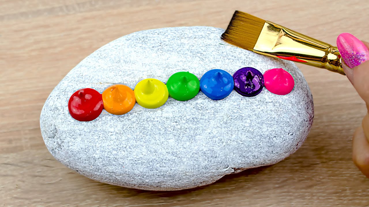 LOVE｜Easy Stone Painting｜Satisfying Acrylic Painting on Rocks - YouTube