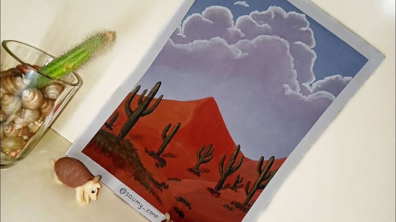 The Desert Painting with Realistic Sky by Poster colour (Acrylic colour ...