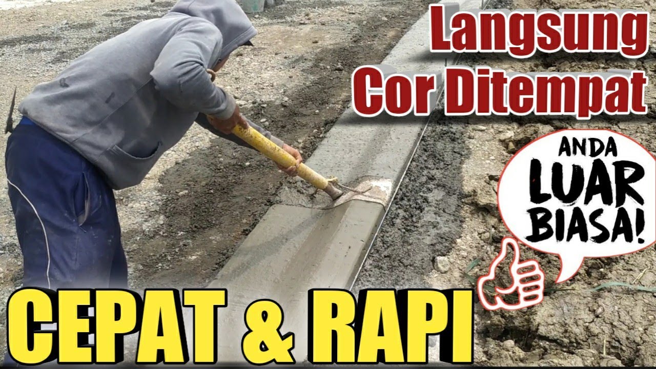Cara pembuatan trotoar atau kanstin dicor langsung - YouTube