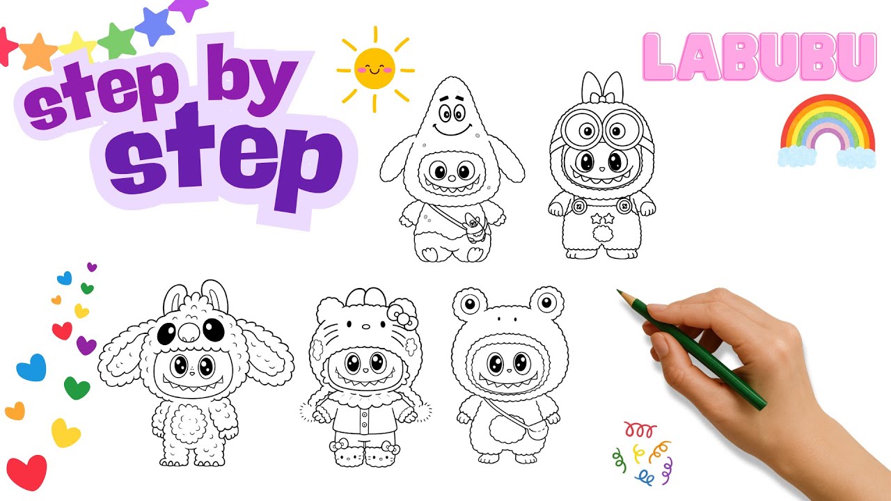 Labubu Costume Drawing Compilation – Keroppi, Minion, Stitch, Hello ...