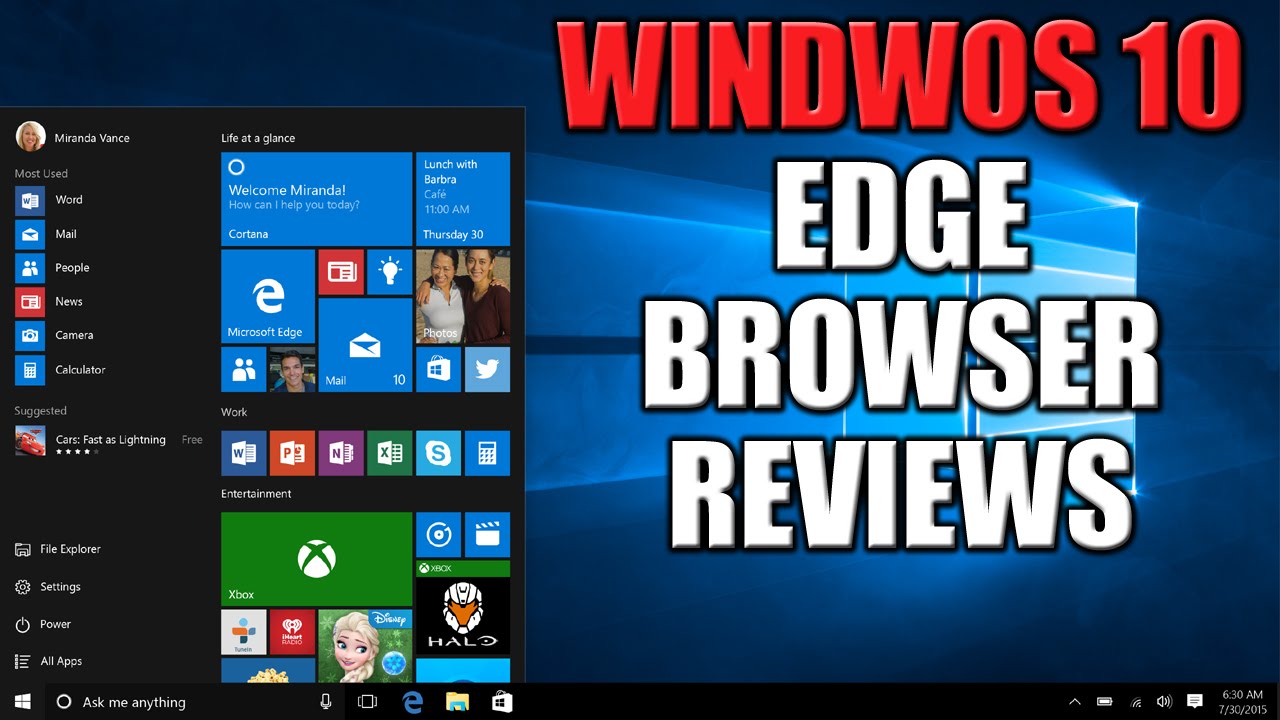 Windows 10 Edge Browser Review -Windows 10 Edge Tutorial - YouTube