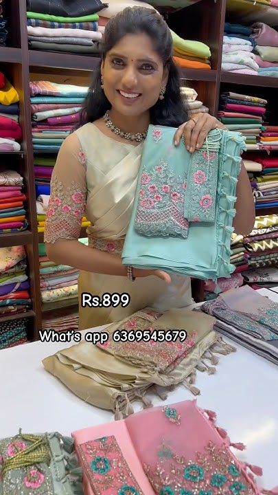 Exclusive Nisha satin saree | price Rs.899 | What’s app 6369545679 | shop@ruffletrends.com - YouTube