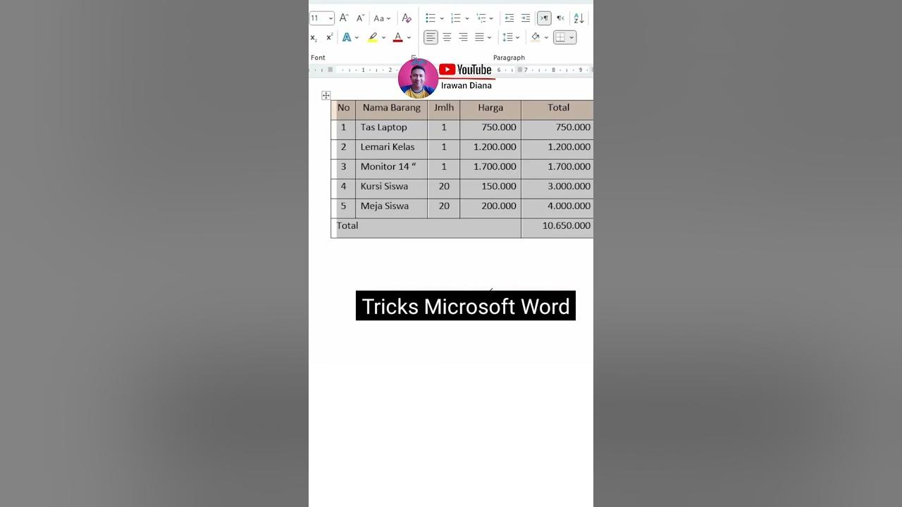 Microsoft Word Tutorial ‼️ Rapihkan Tabel dengan Autofit to Contents #tutorialword #tipsword ...