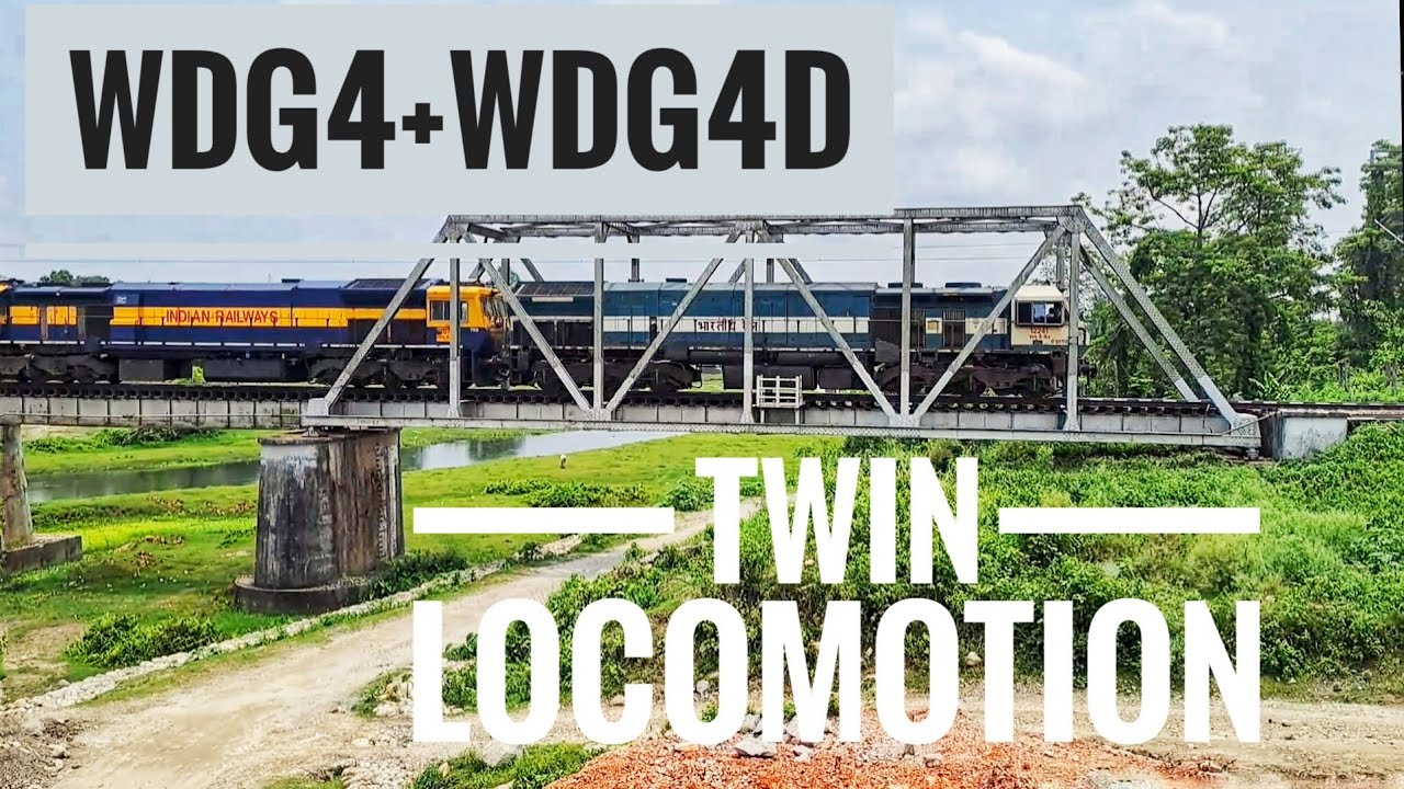 WDG4+WDG4D Twin locomotive hauling the BOST rake over a bridge || N.F ...