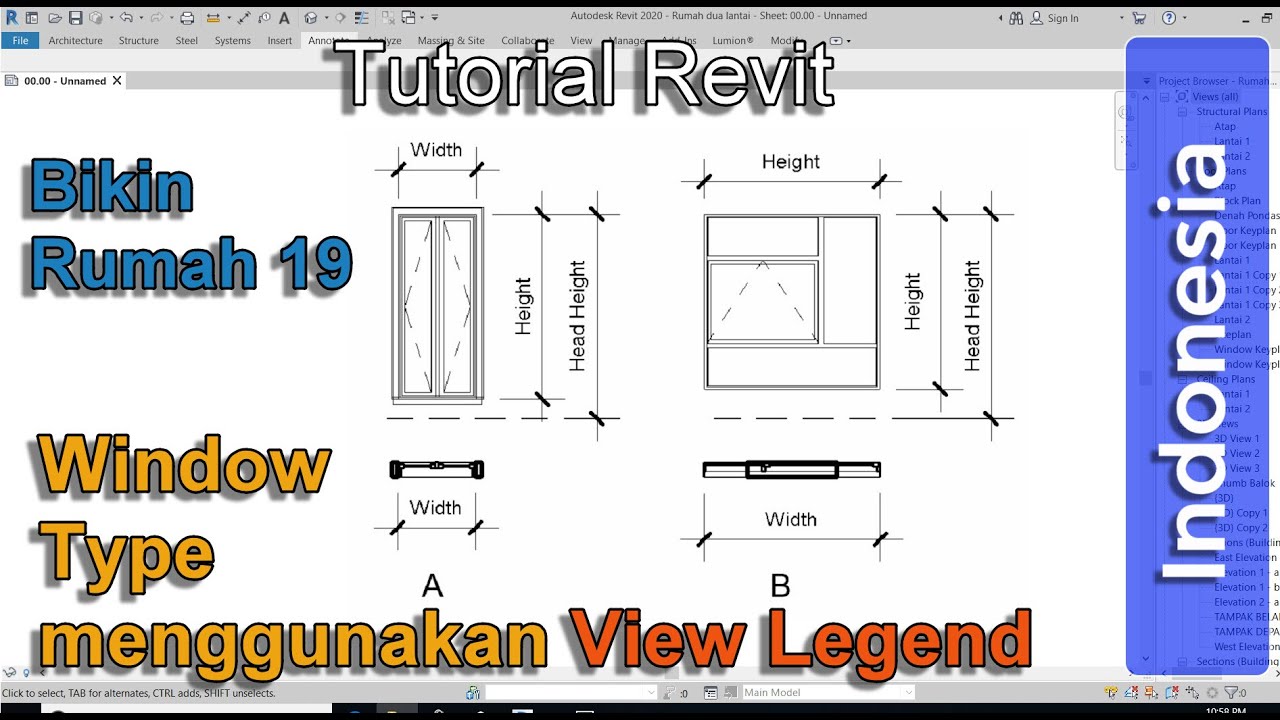 REVIT BIKIN RUMAH 20 – Window Type menggunakan View Legend - YouTube