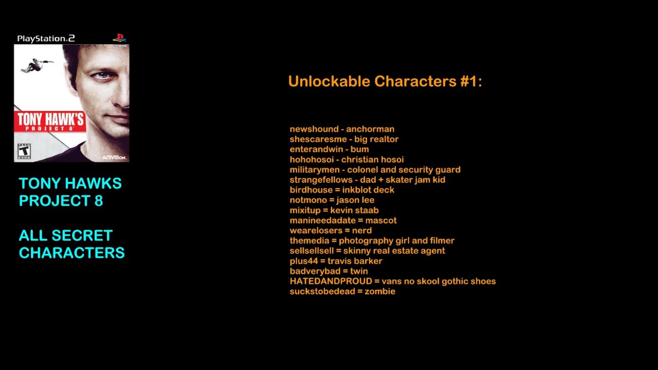 ALL Tony Hawks Pro Skaters - ALL Secret Characters (Retro Sunday) - YouTube
