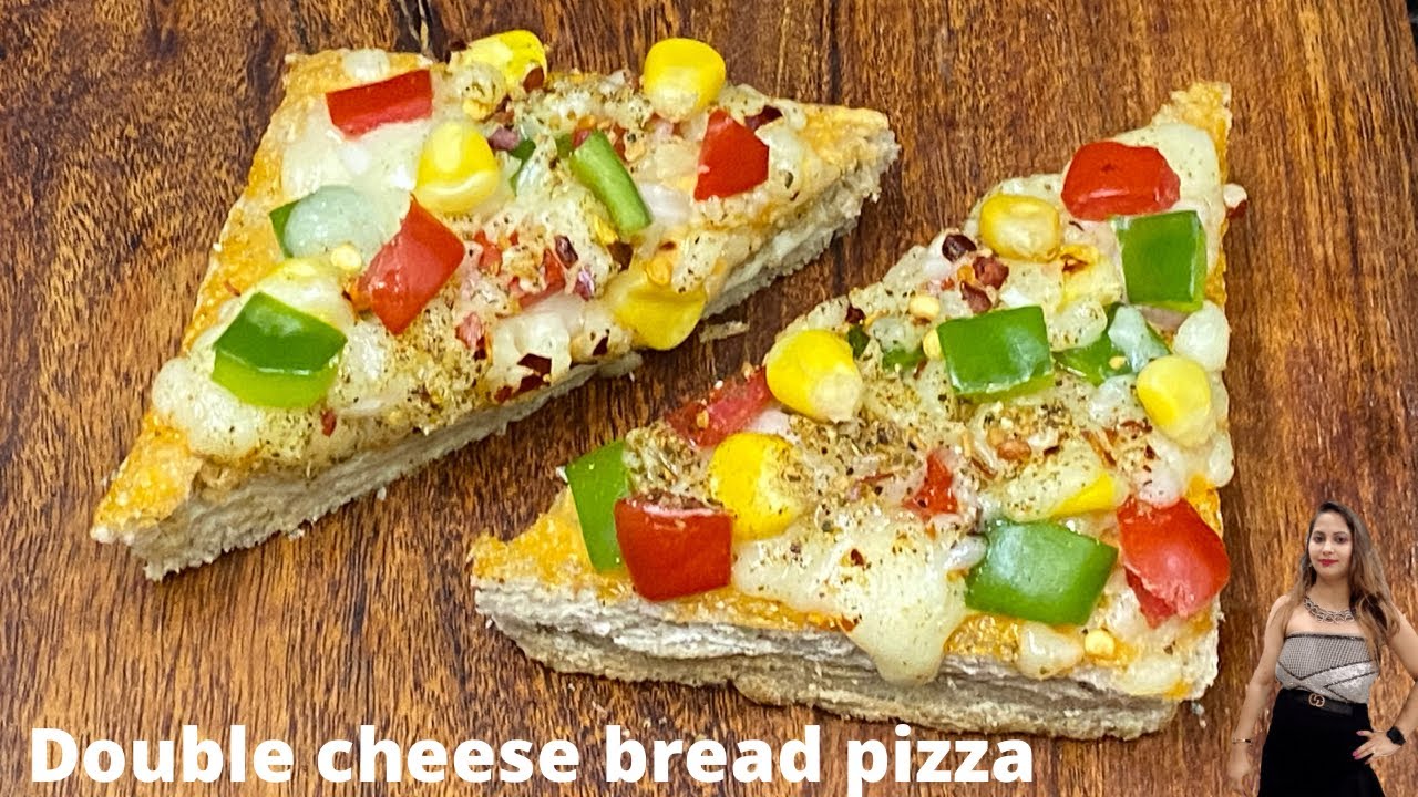 Double cheese bread pizza without oven |Dominos style cheese burst ...