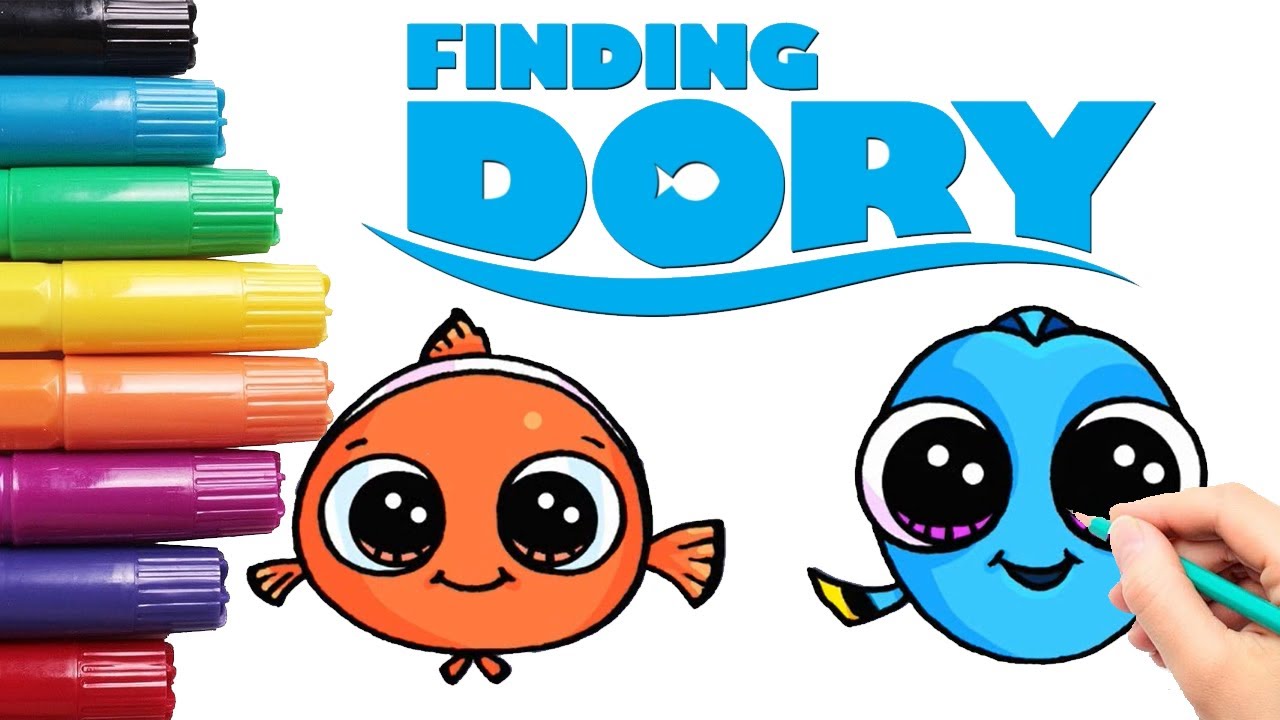 How to Draw Baby Dory and Nemo Easy step by step CUTE - Finding Dory ...