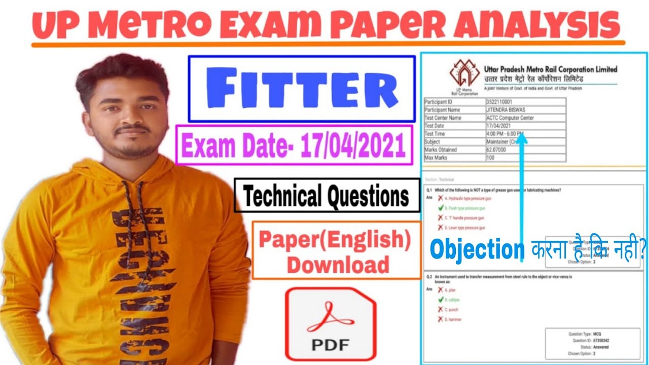 UP Metro Fitter Paper Analysis | UP Metro Maintainer Civil Paper 2021 ...