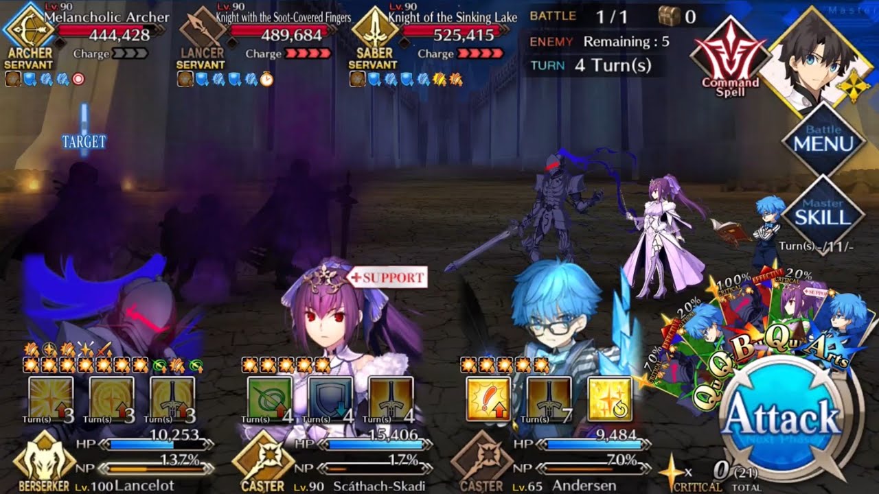 Fate/Grand Order- Dark Rounds Shadow - Lancelot (Lvl.100) 10 turn clear ...