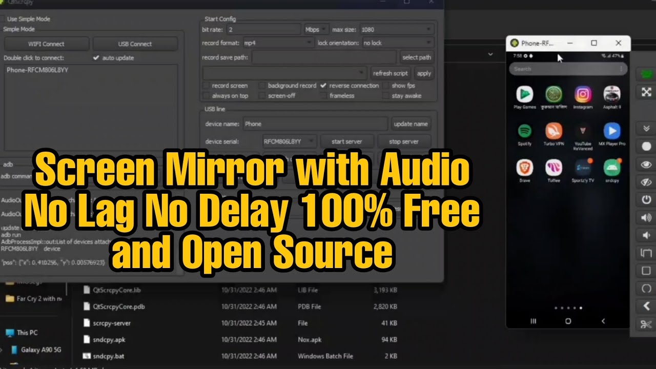 Screen Mirror with Audio 100% Work USB & Wirelessly - YouTube
