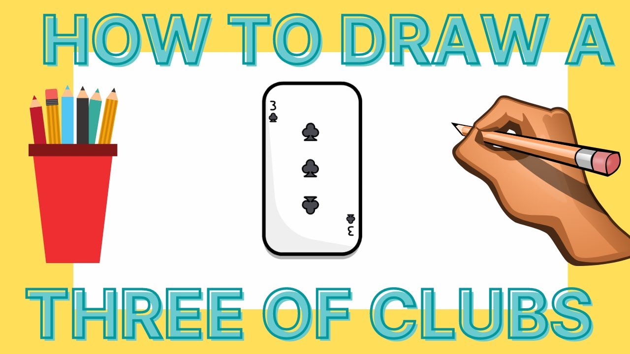 How to draw a Three of Clubs step by step - YouTube