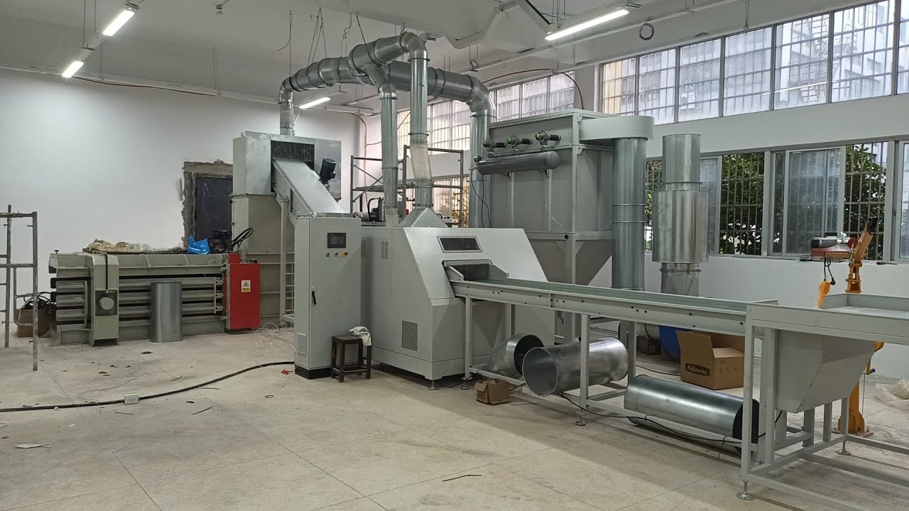 Industrial paper shredder and baler - YouTube