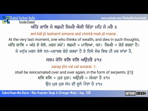 Ari Bai Gobind Naam Mat Bisre | Bhai Hrajinder Singh Ji | Punjabi , English Lyrics & Meaning | 4k 60