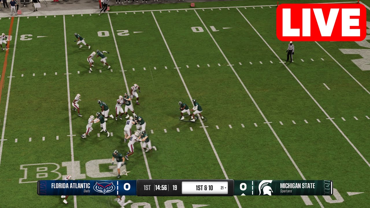NCAAF LIVE🔴 Florida Atlantic Owls vs Michigan State Spartans | Week 1 ...