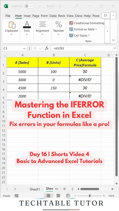 Excel IFERROR: Excel Tutorial Day 16, Video 4 #excel #excelshorts #exceltips #exceltutorial ...