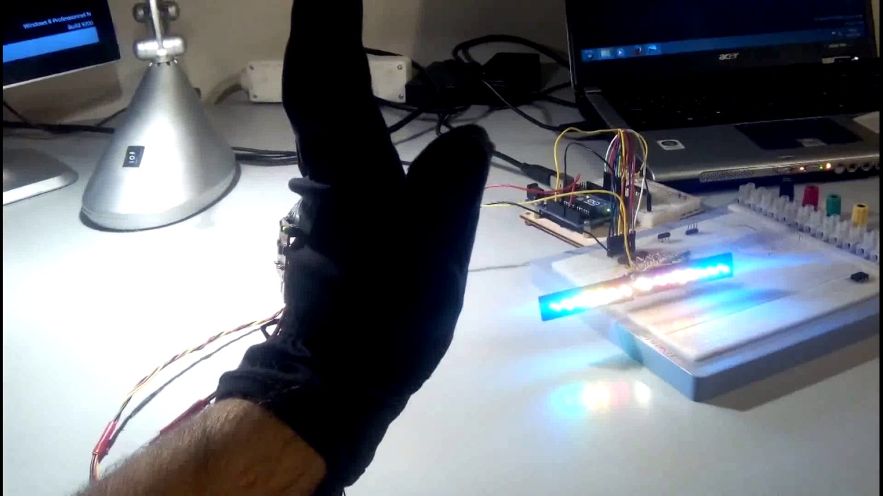 Gesture Control With An Accelerometer Glove Arduino Youtube