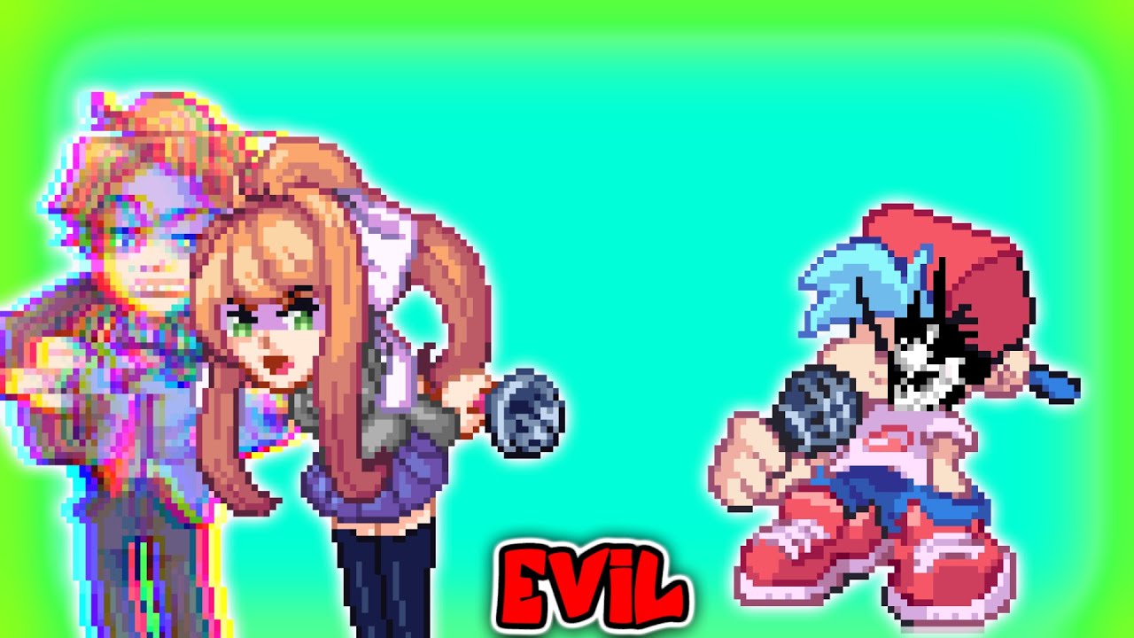 FNF MOD EVIL BOYFRIEND vs CORRUPTED MONIKA DAY 2 - YouTube