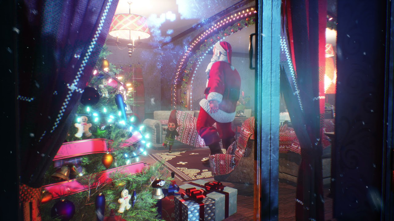 A four-hour winter Christmas screensaver with a dancing Santa Claus and ...