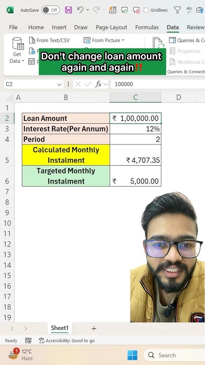 Don't change loan amount in Excel‼️Instead Use Amazing Feature #excel #exceltutorial #exceltips ...
