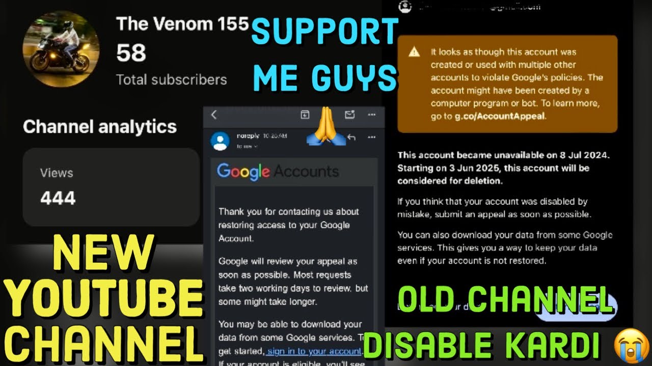 Mera Old Youtube Channel Disable Kardiya 😭| Support Me Guys 🙏| Youtube ...