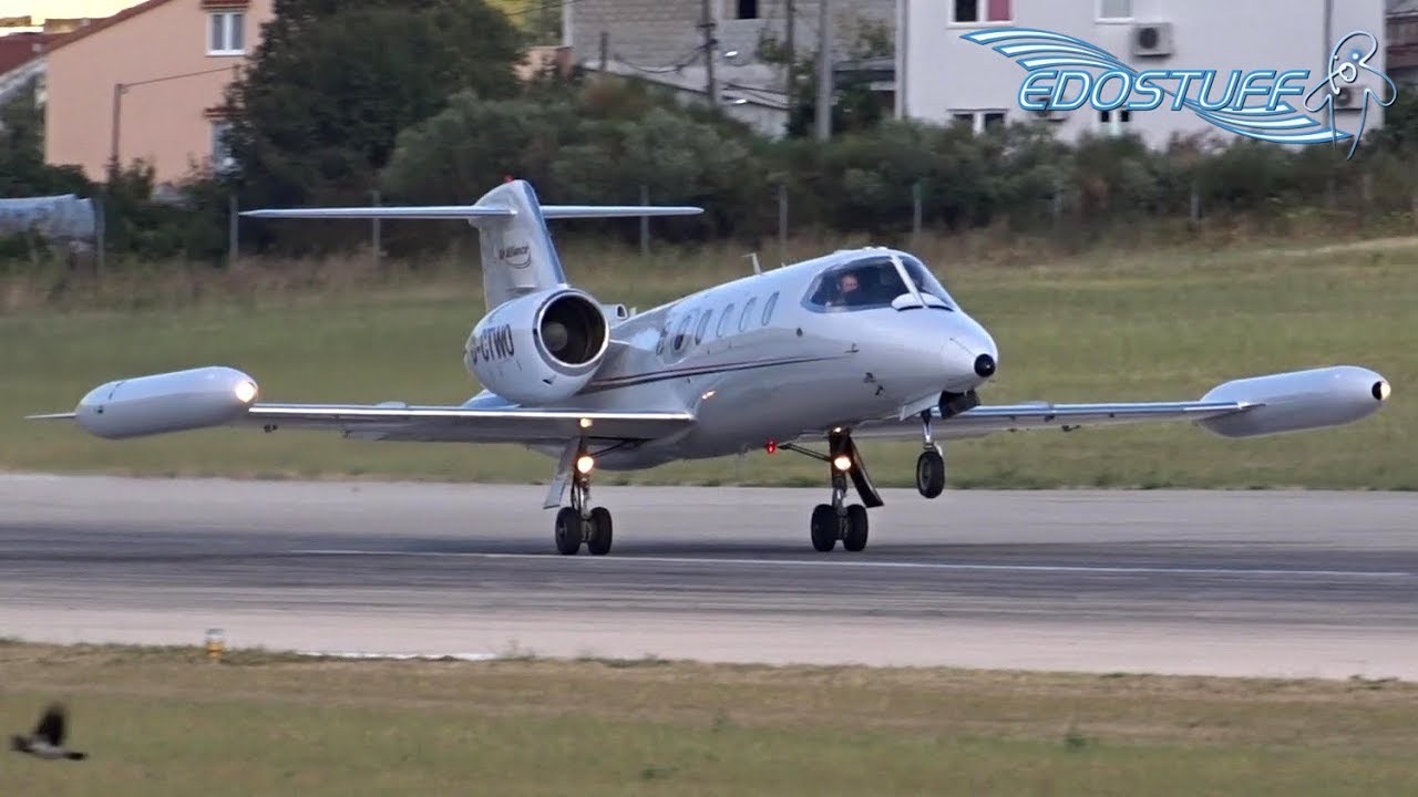 Learjet 35 Air Ambulance with Wingtip Tanks Takeoff - Split airport SPU ...