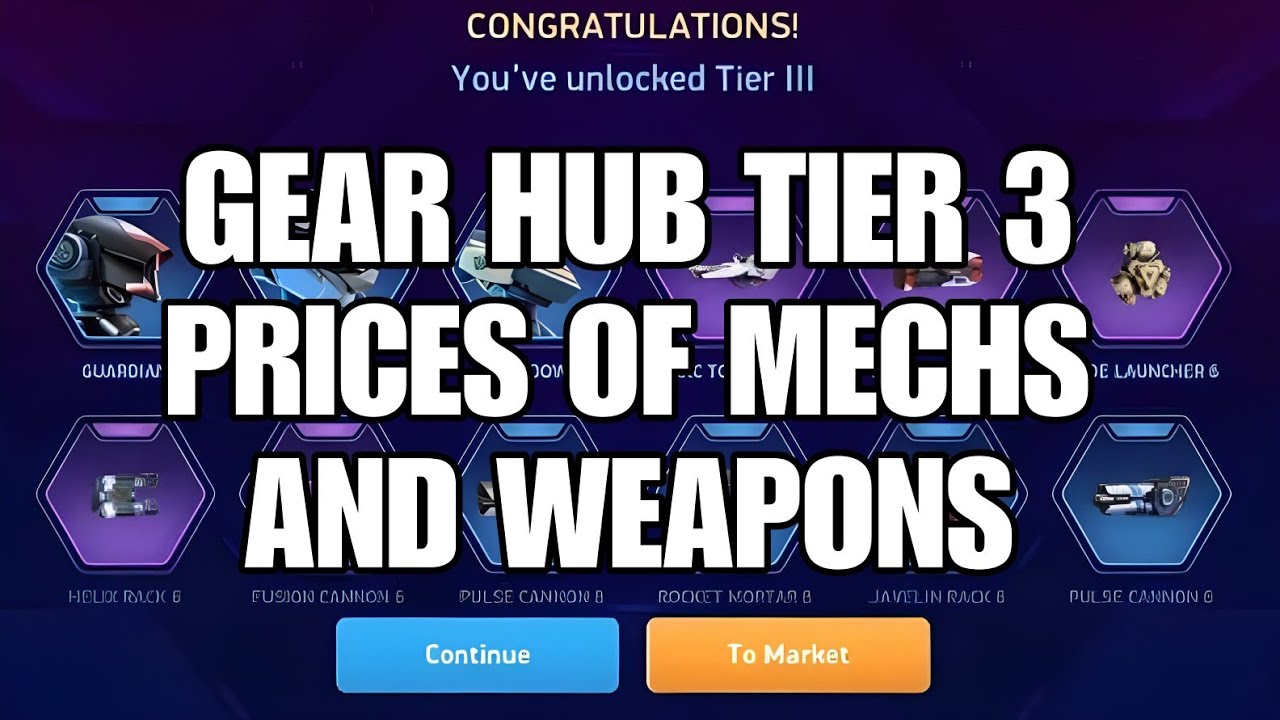 GEAR HUB TIER 3 PRICES OF MECHS AND WEAPONS | MECH ARENA - YouTube