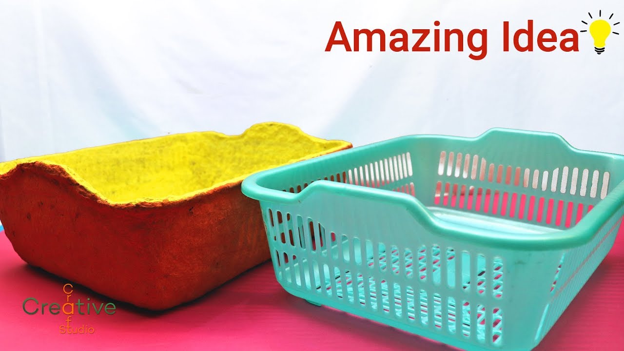 How to make Paper mache basket | mache paper crafts - YouTube