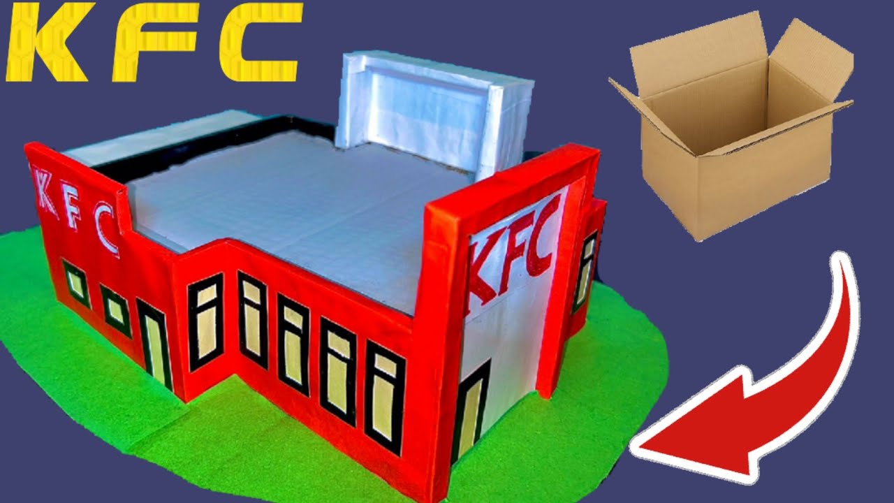 How to make KFC model with cardboard | Making kfc building | DIY ...