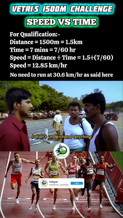 1500m Challenge: Police Training | Speed vs Time | Kullanari koottam movie | #speed #maths # ...