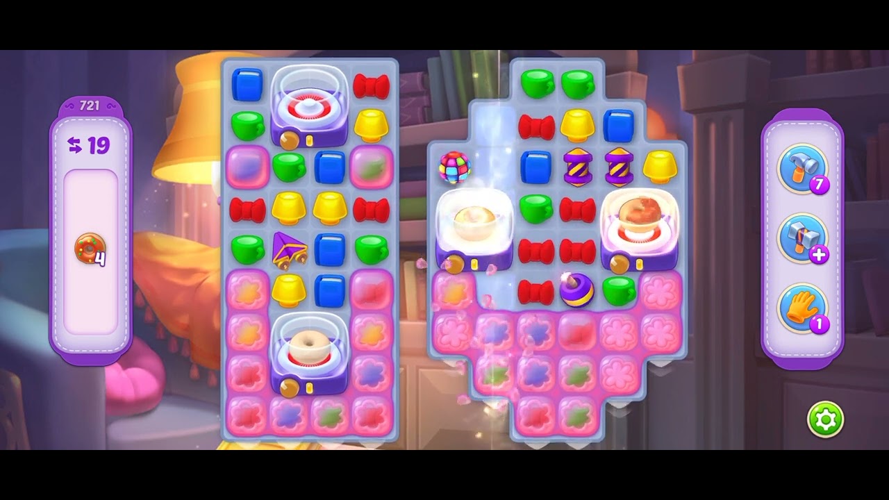 HomeScapes Level 721 Walkthrough || Hard Level || Donut Collectable ...