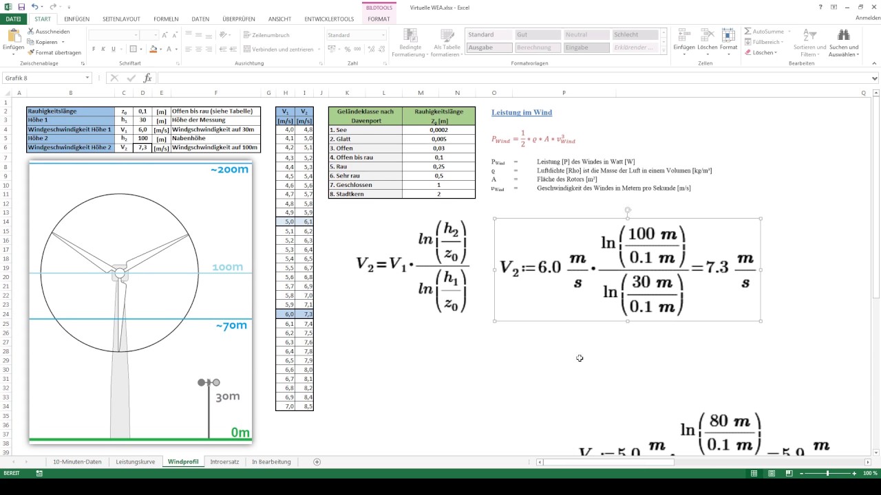 Grundlagen der Windenergie - Folge 2 - Das logarithmische Windprofil ...