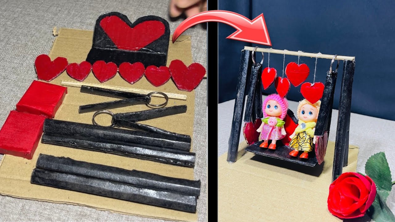 💖Cardboard Swing | Handmade Gift Idea 💝 | Step-by-step making process ...