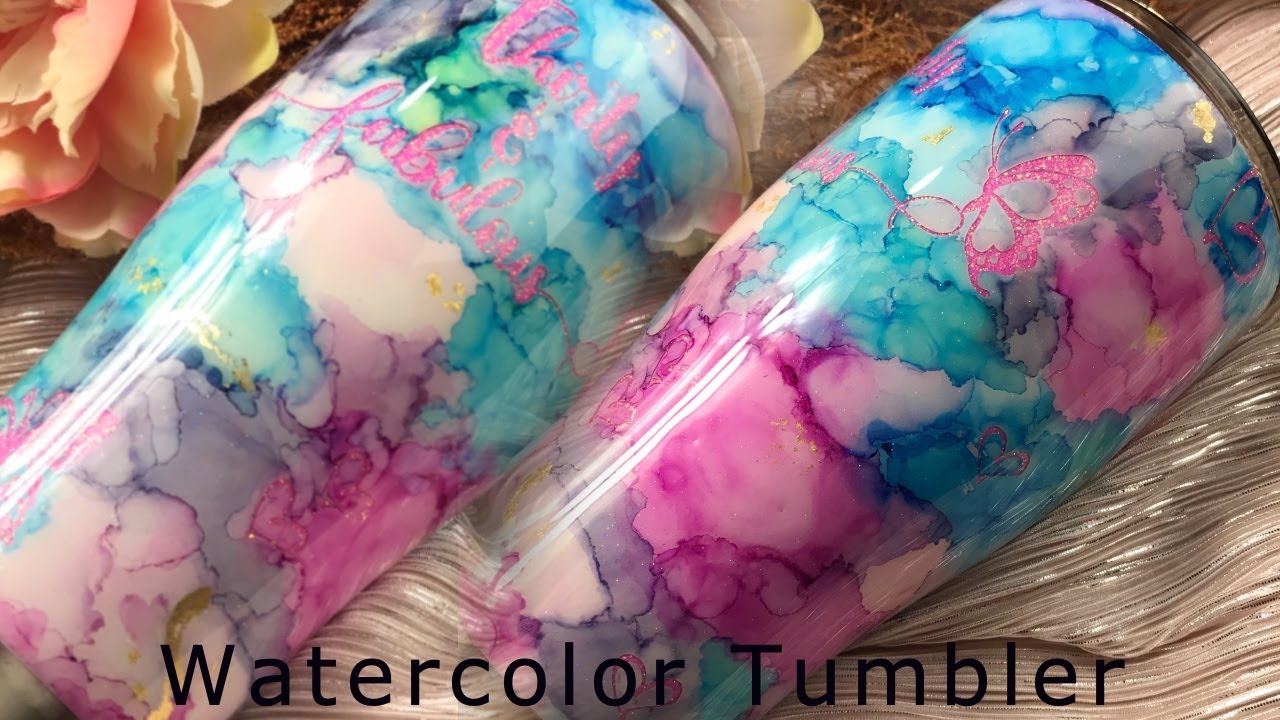 Water color tumbler | Birthday Tumbler | Alcohol Ink Tumbler - YouTube