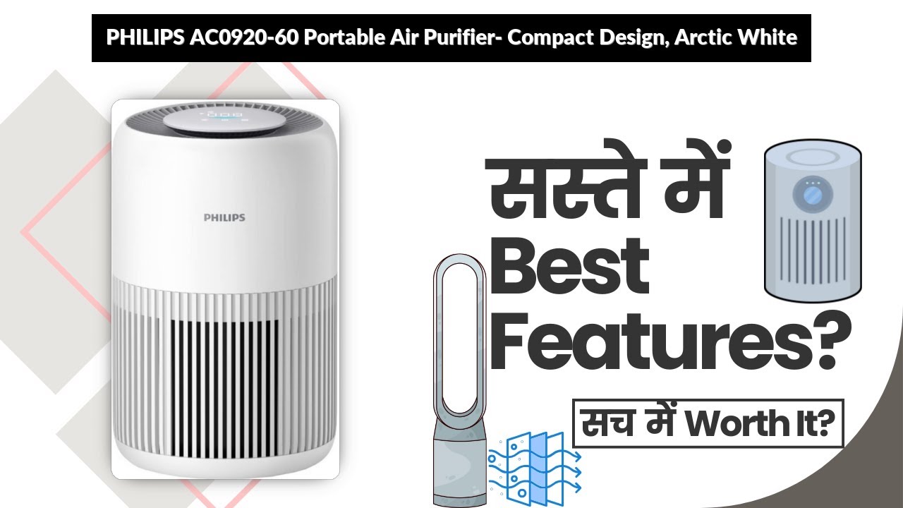 PHILIPS AC0920-60 Portable Air Purifier- Compact Design, Arctic White ...