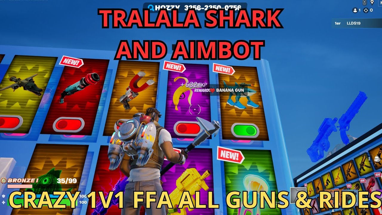 CRAZY 1V1 FFA ALL GUNS & RIDES SECRET hozzy How to find TRALALAERO ...