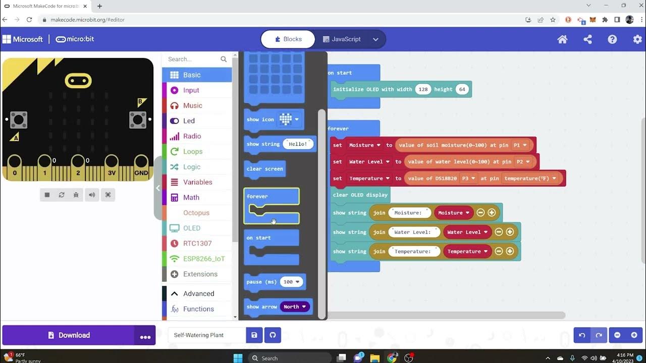 Coding || Micro:Bits Self-Watering Garden [3] - YouTube