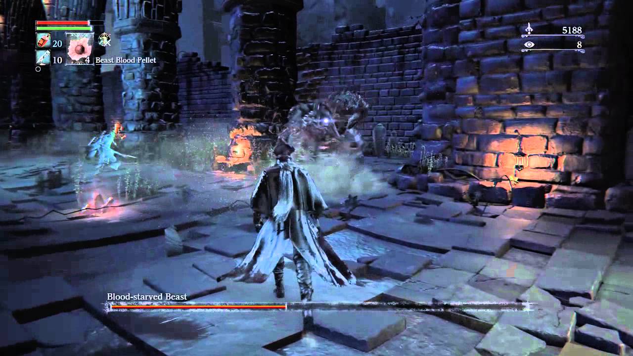 Bloodborne™ - third boss (Blood-Starved Beast) - YouTube