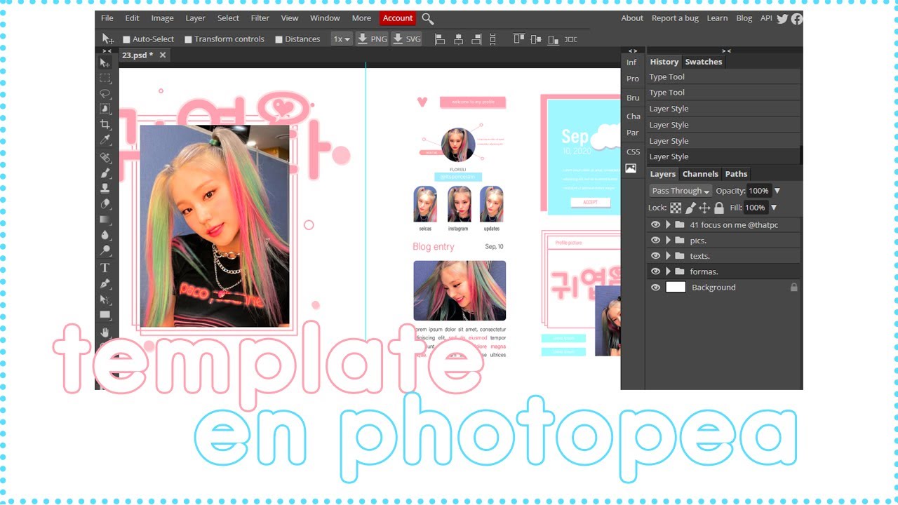 MODIFICANDO TEMPLATE EN PHOTOPEA, EDITA DESDE LA PC O DEL CELULAR ...